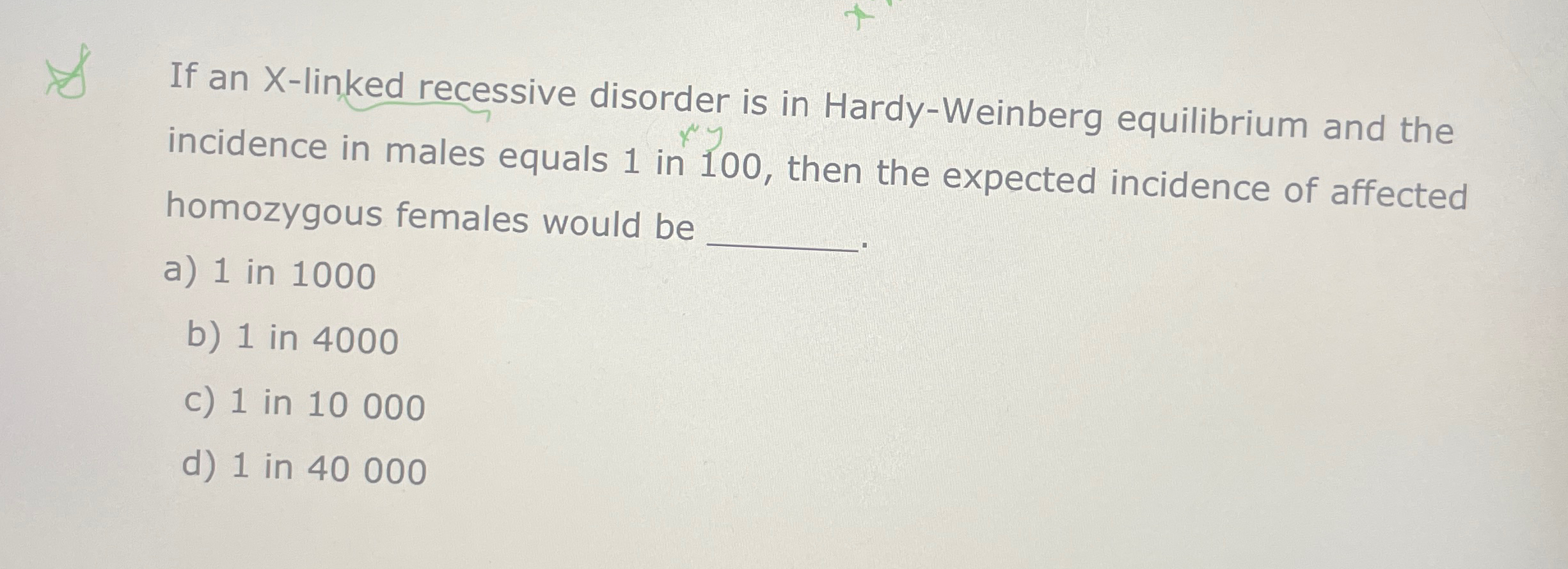 Solved If an x-linked recessive disorder is in | Chegg.com
