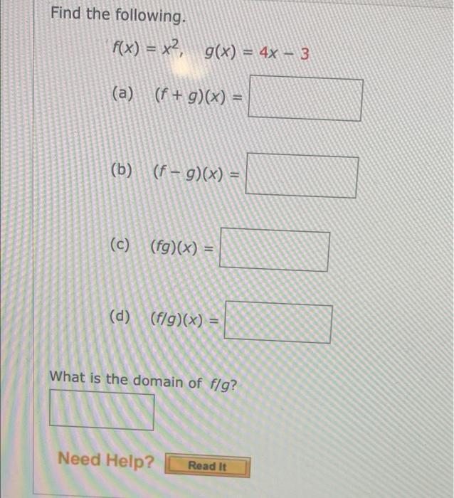 Solved Find the following. f(x) = x + 6, g(x) = x - 6 (a) | Chegg.com