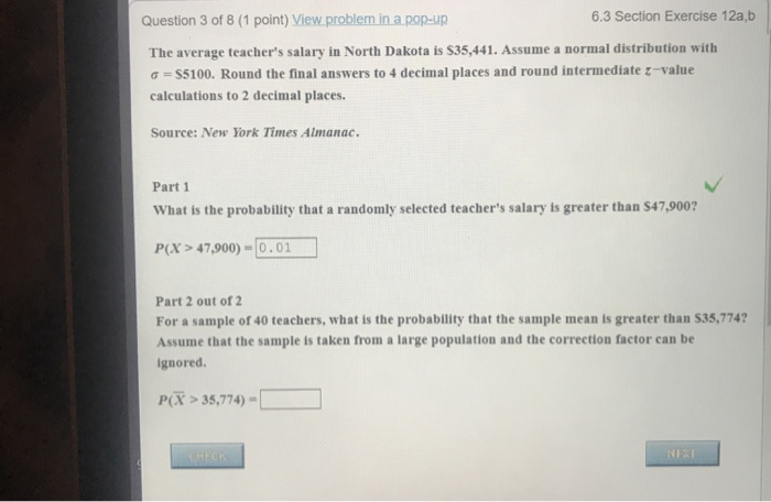 Solved 6.3 Section Exercise 10a,b Question 2 of 8 (1 point) | Chegg.com