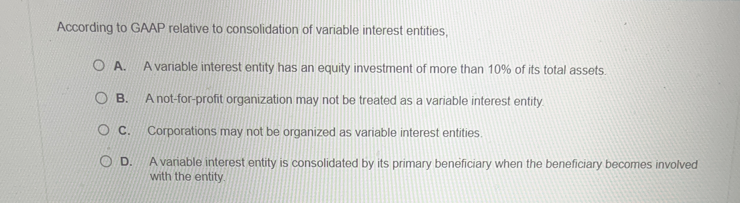 Solved According to GAAP relative to consolidation of | Chegg.com