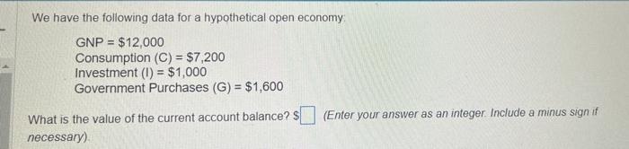 Solved We have the following data for a hypothetical open | Chegg.com