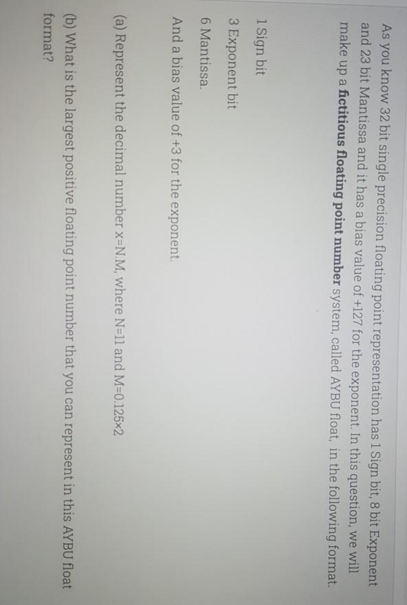 Solved As you know 32 bit single precision floating point | Chegg.com