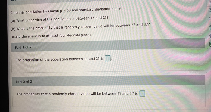 Solved A normal population has mean u = 7 and standard | Chegg.com