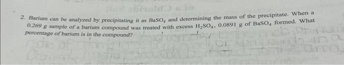 Solved Barium can be analyzed by precipitating it as BaSO4 | Chegg.com