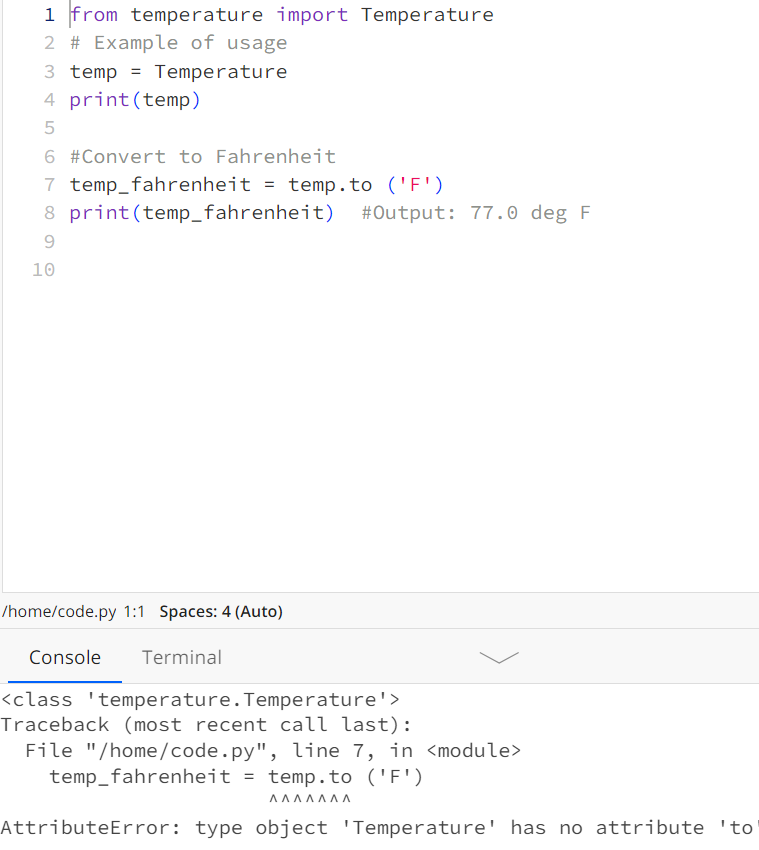 Solved What is the attribute error in this code?from | Chegg.com