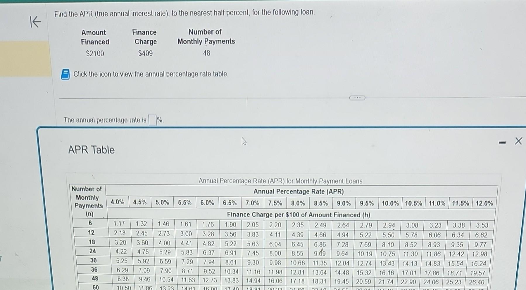Solved Find the APR (true annual interest rate), to the | Chegg.com