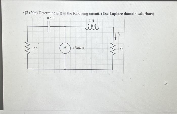 Solved Q2 (20p) Determine io(t) in the following circuit. | Chegg.com