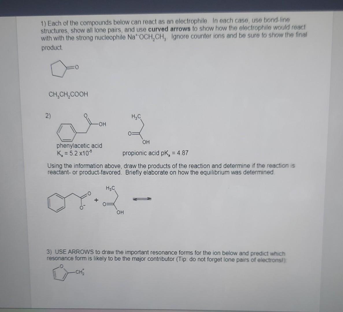Solved 1) Each of the compounds below can react as an | Chegg.com