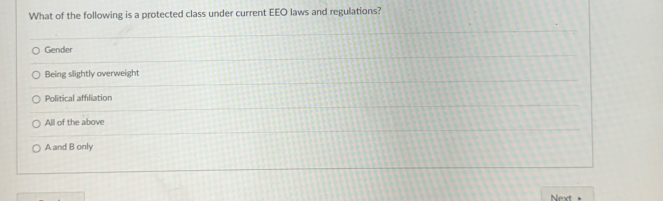 Solved What of the following is a protected class under | Chegg.com