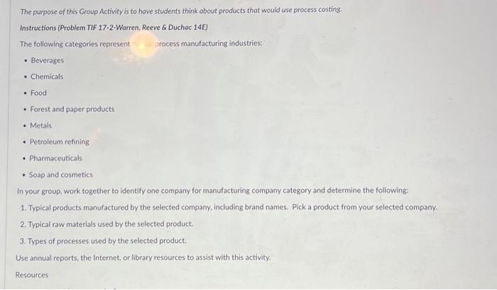 Solved The purpose of this Group Activity is to have | Chegg.com