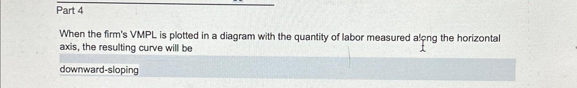 Solved Part 4When the firm's VMPL is plotted in a diagram | Chegg.com