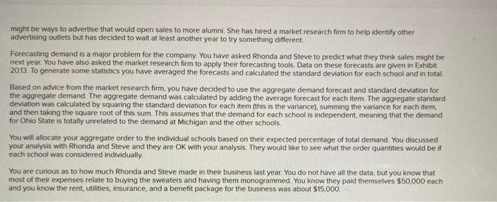 Solved Analytics Exercise 20-1 (Algo) BigtoSweaters.com is a | Chegg.com