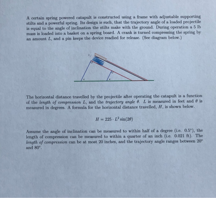 Solved A certain spring powered catapult is constructed | Chegg.com