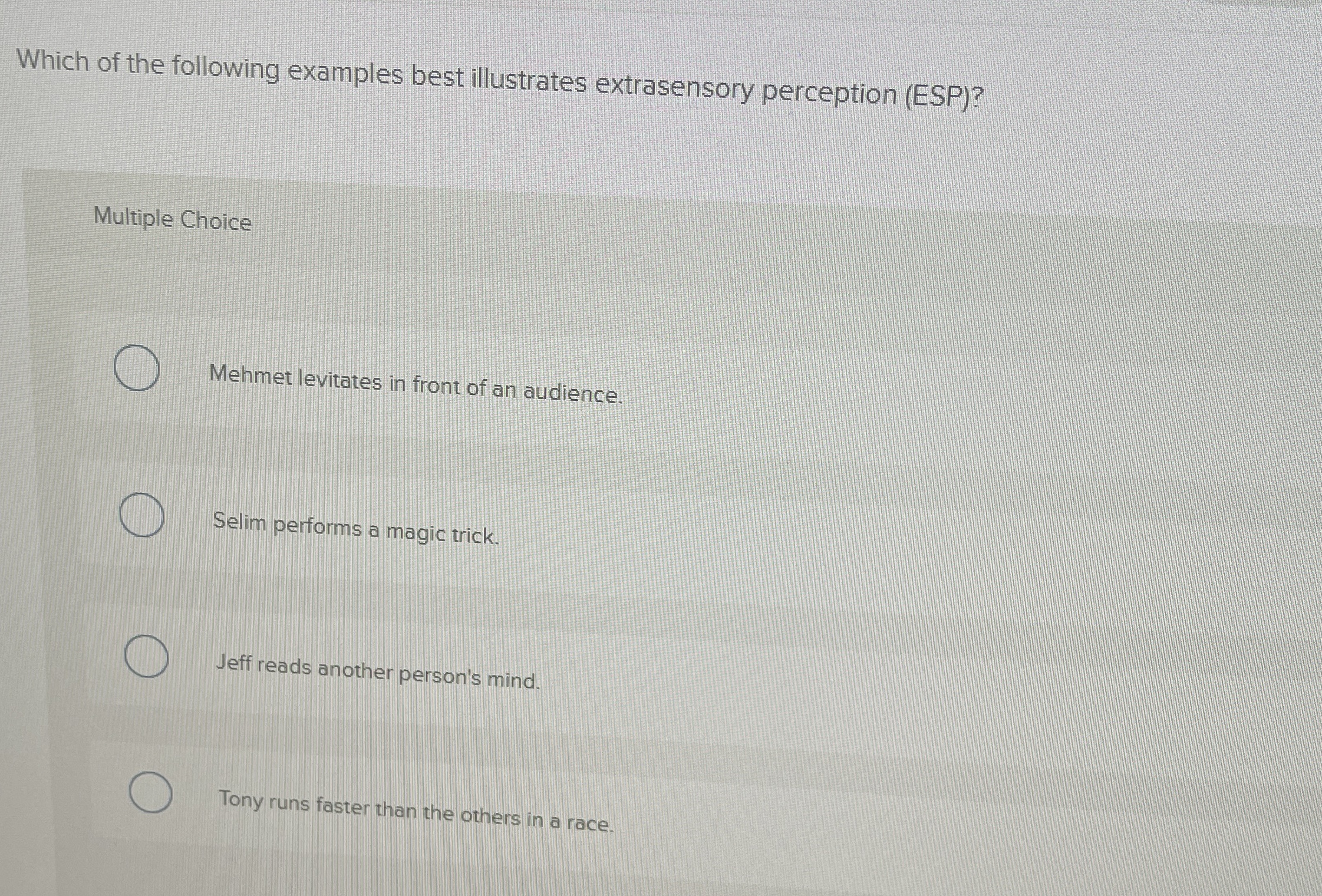Solved Which of the following examples best illustrates | Chegg.com
