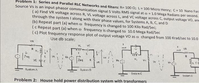 Solved Problem 1: Series and Parallel RLC Networks and | Chegg.com