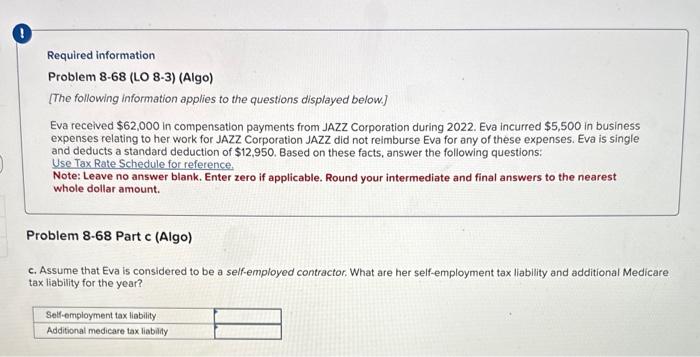 Solved Required information Problem 8-68 (LO 8-3) (Algo) | Chegg.com