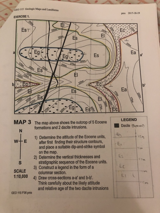 Solved GEO 115 Geologlc Maps and Landforms pms 2017-18-19 | Chegg.com