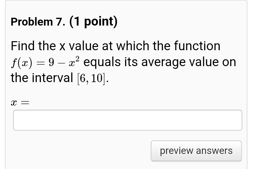 Solved Problem 7. (1 ﻿point)Find the x ﻿value at which the | Chegg.com