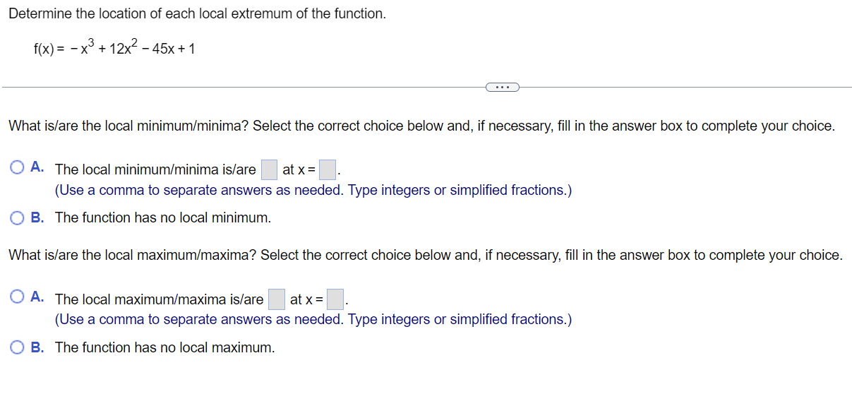 Solved Determine the location of each local extremum of the | Chegg.com