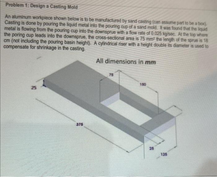 Solved An aluminum workpiece shown below is to be | Chegg.com