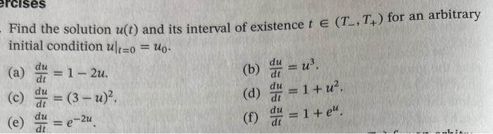 Solved Find the solution u(t) and its interval of existence | Chegg.com