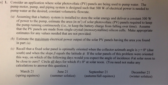 Solved s] 1. Consider an application where solar | Chegg.com