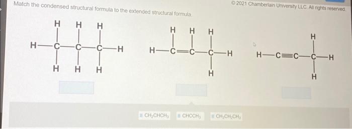 Solved Match the condensed structural formula to the | Chegg.com