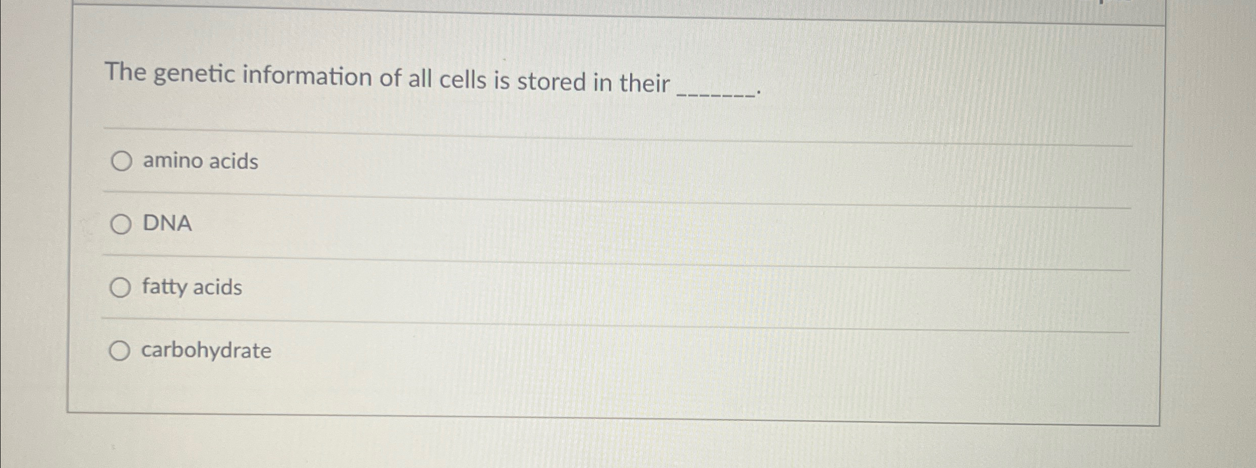Solved The genetic information of all cells is stored in | Chegg.com