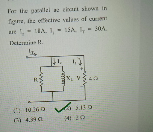 Solved For the parallel ac circuit shown in figure, the | Chegg.com