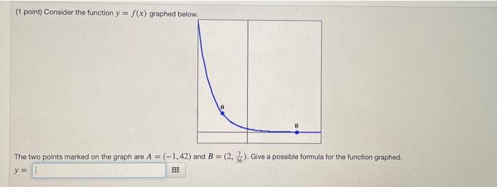 Solved (1 point) Consider the function y=f(x) graphed below. | Chegg.com