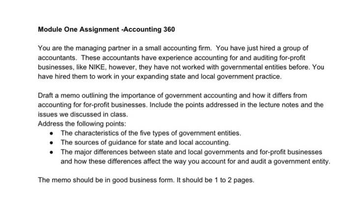 Solved Module One Assignment Accounting 360 You Are The 4773