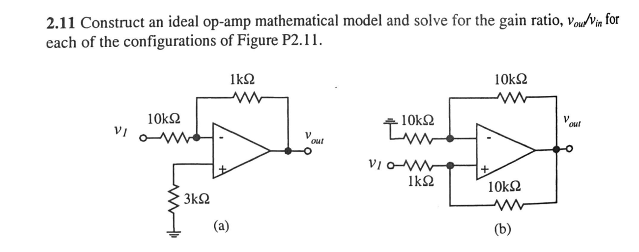 Solved 2.11 ﻿Construct an ﻿ideal op-amp mathematical model | Chegg.com