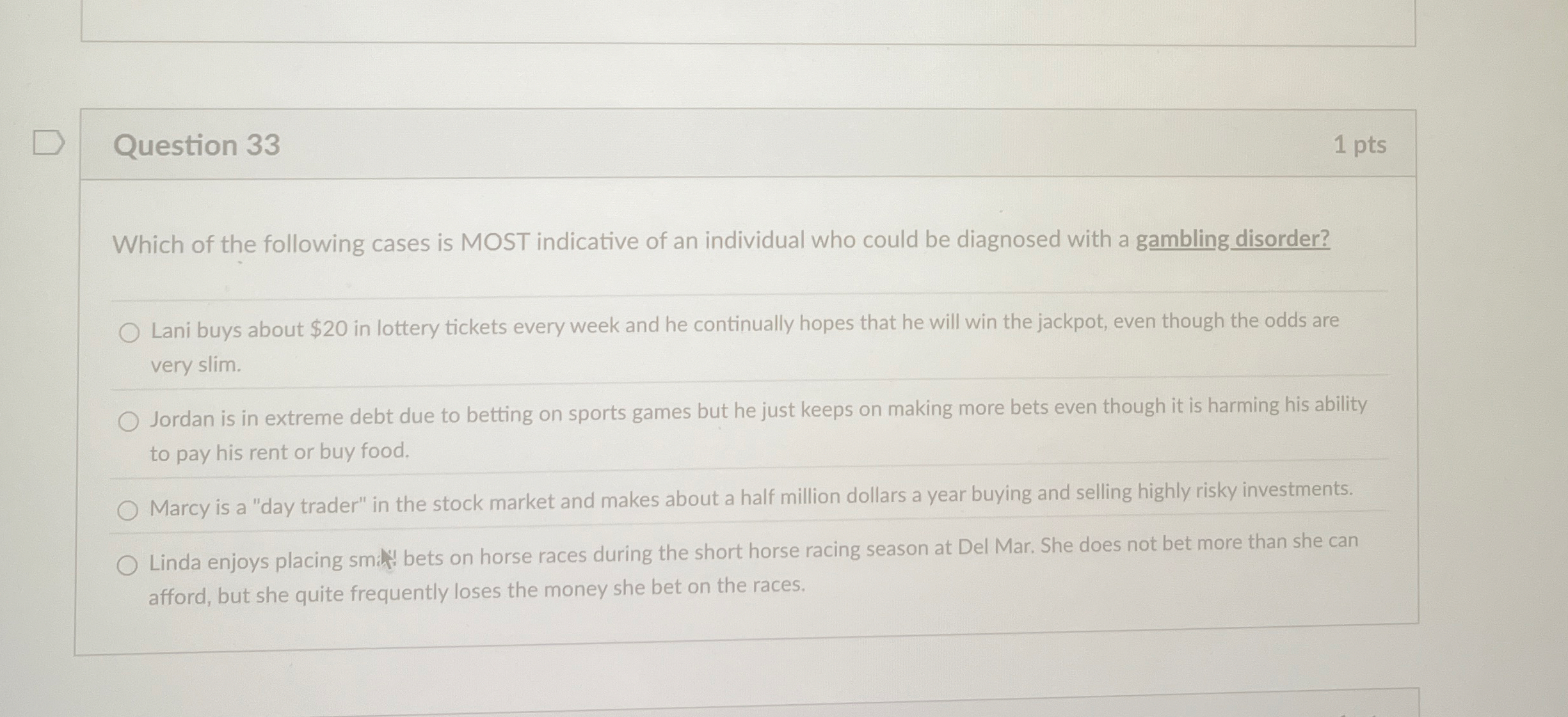 Solved Question 331 ﻿ptsWhich of the following cases is MOST | Chegg.com