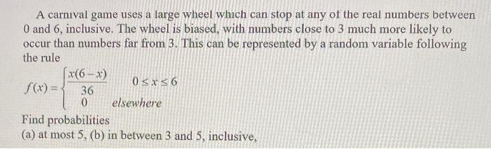 Solved A carnival game uses a large wheel which can stop at | Chegg.com