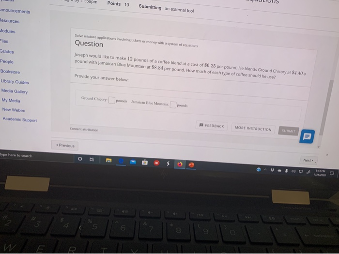 Solved -59pm Points 10 Submitting an external tool | Chegg.com