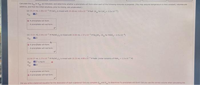 Solved Calculate the Qsp or Kapr as indicated, and determine | Chegg.com
