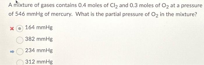 Solved A mixture of gases contains 0.4 moles of Cl2 and 0.3 | Chegg.com