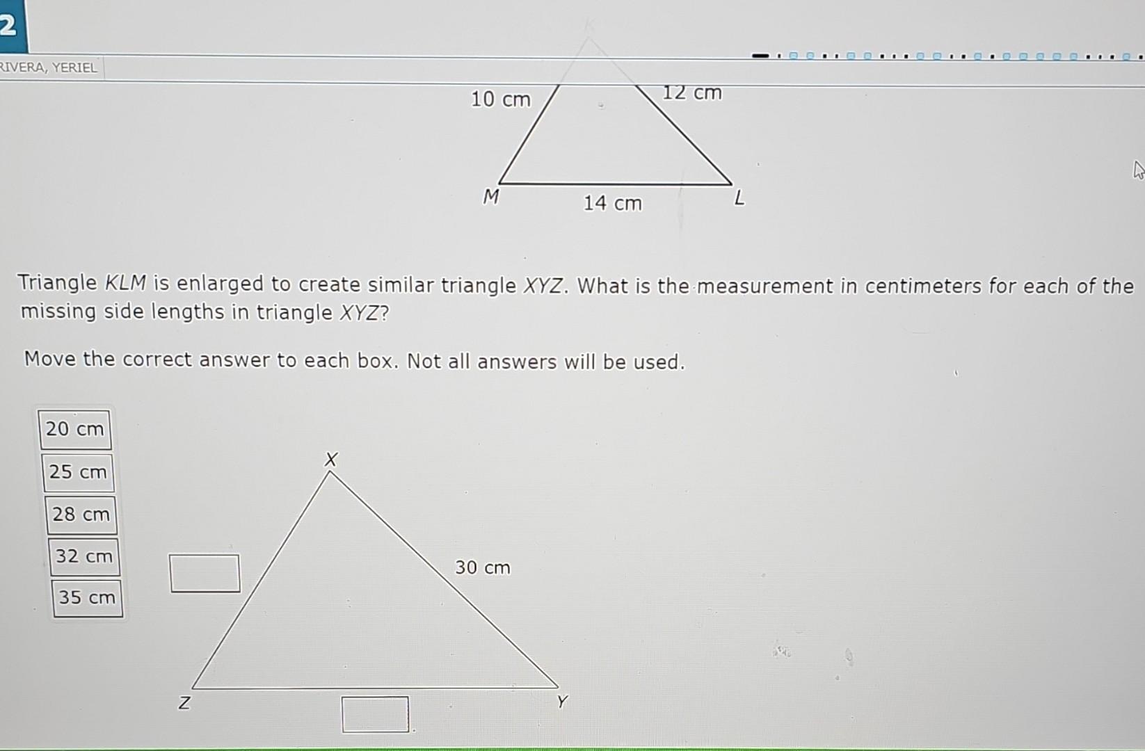 Triangle KLM is enlarged to create similar triangle | Chegg.com