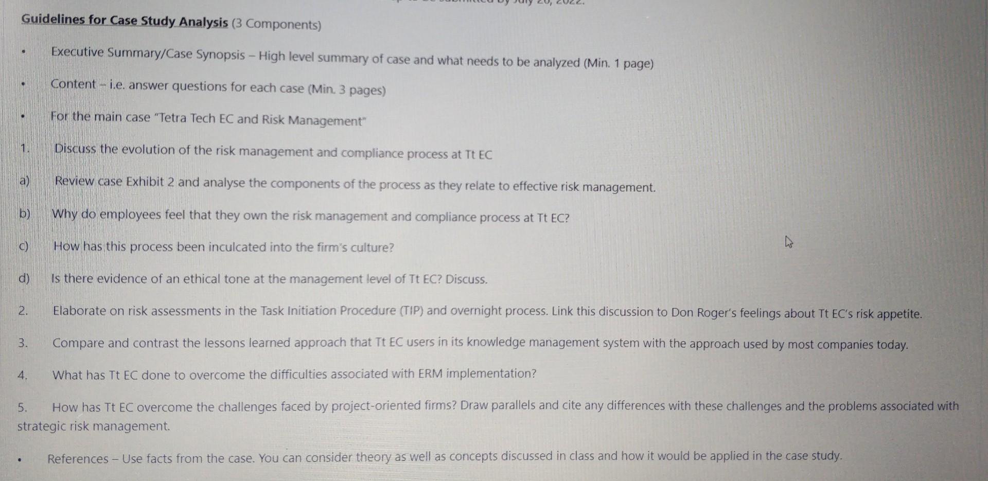 Solved Individual Case Study 2 Tetra Tech (15\% Overall) | Chegg.com Solved Individual Case Study 2 Tetra Tech (15\% Overall) | Chegg.com