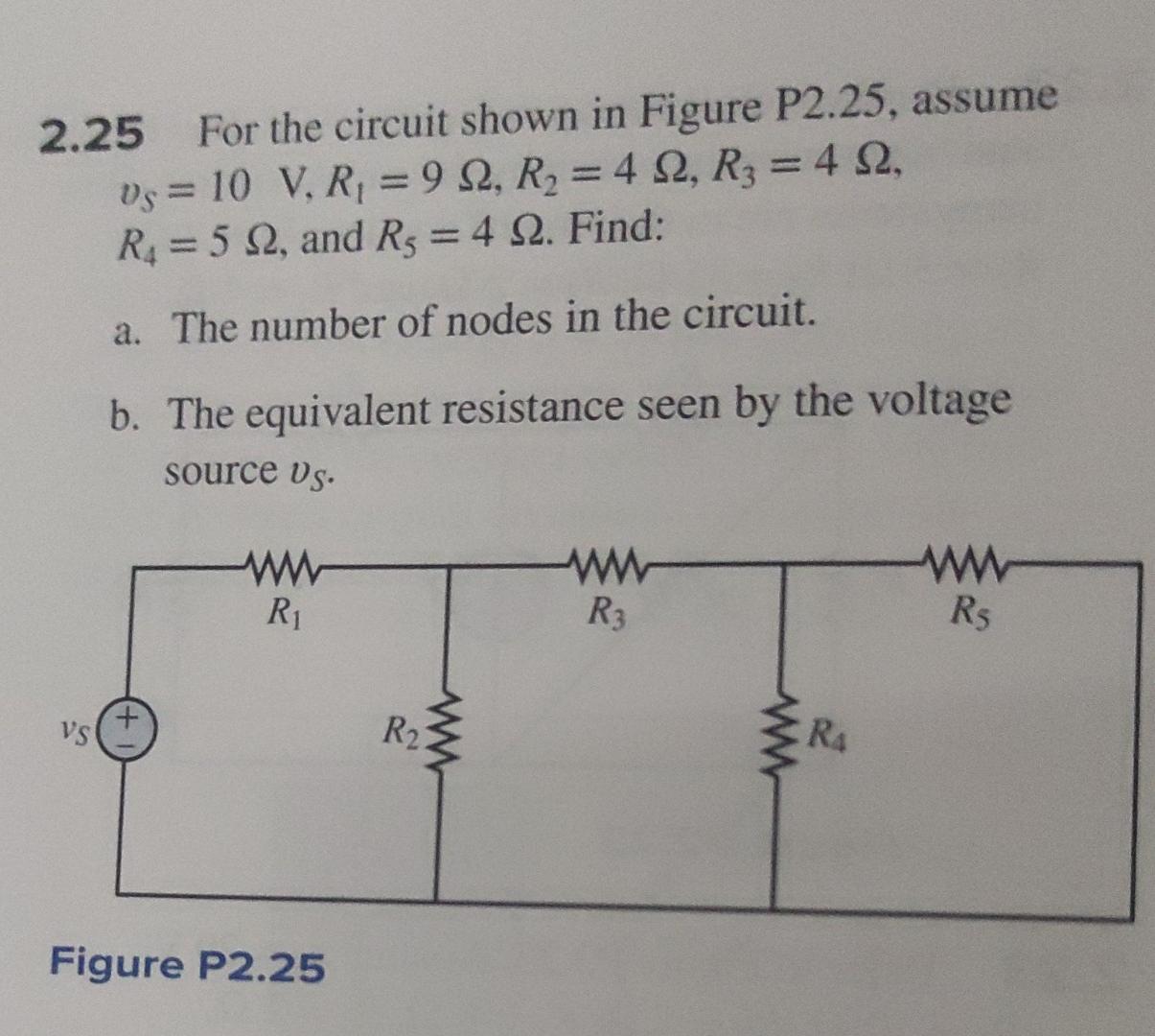 Solved 2.25 For the circuit shown in Figure P2.25, assume | Chegg.com