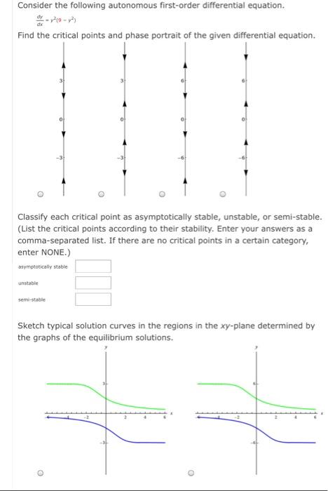Solved Consider the following autonomous first-order | Chegg.com