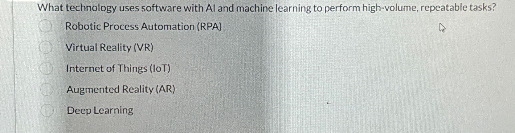 Solved What technology uses software with Al and machine | Chegg.com