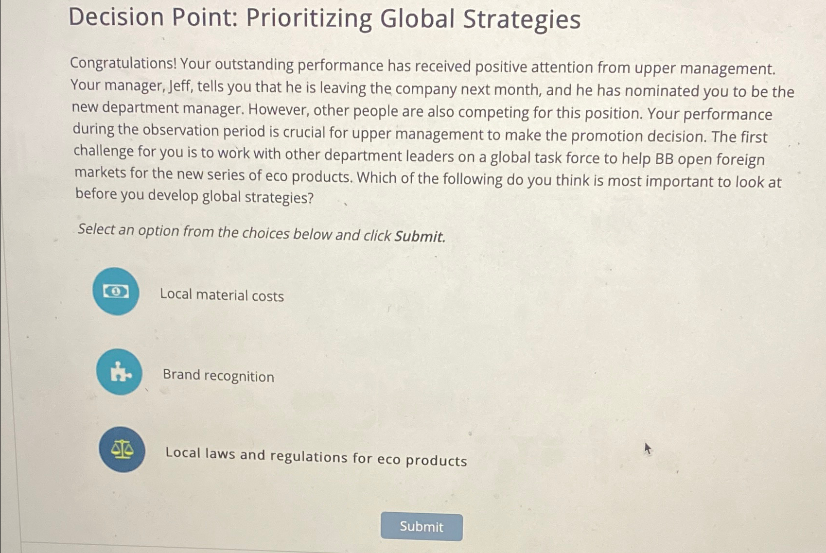 Solved Decision Point: Prioritizing Global | Chegg.com