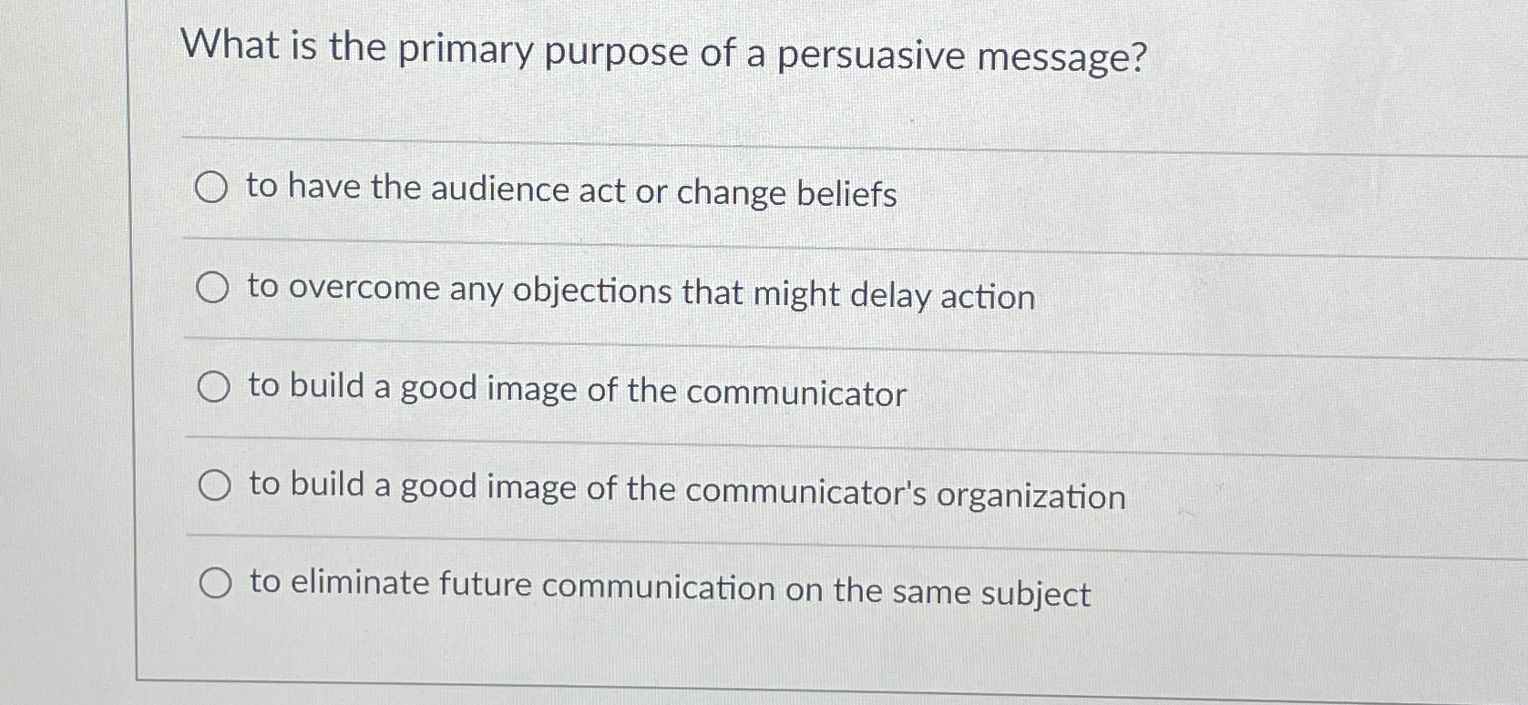 Solved What is the primary purpose of a persuasive | Chegg.com