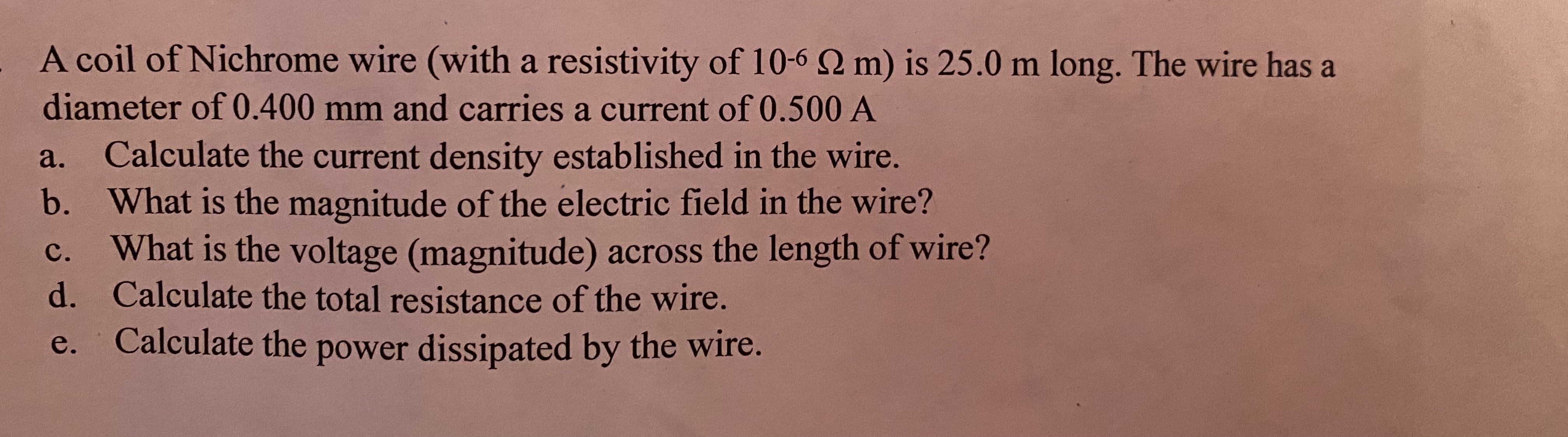 Solved A coil of Nichrome wire (with a resistivity of | Chegg.com