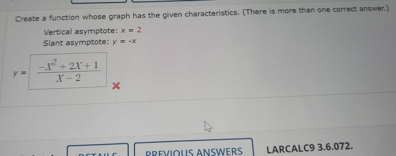 Solved Create a function whose graph has the given | Chegg.com