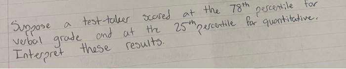 Solved Suppose a testtaker scored at the 78th percentile | Chegg.com