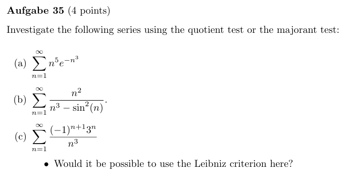 Solved Aufgabe 35 (4 ﻿points)Investigate the following | Chegg.com