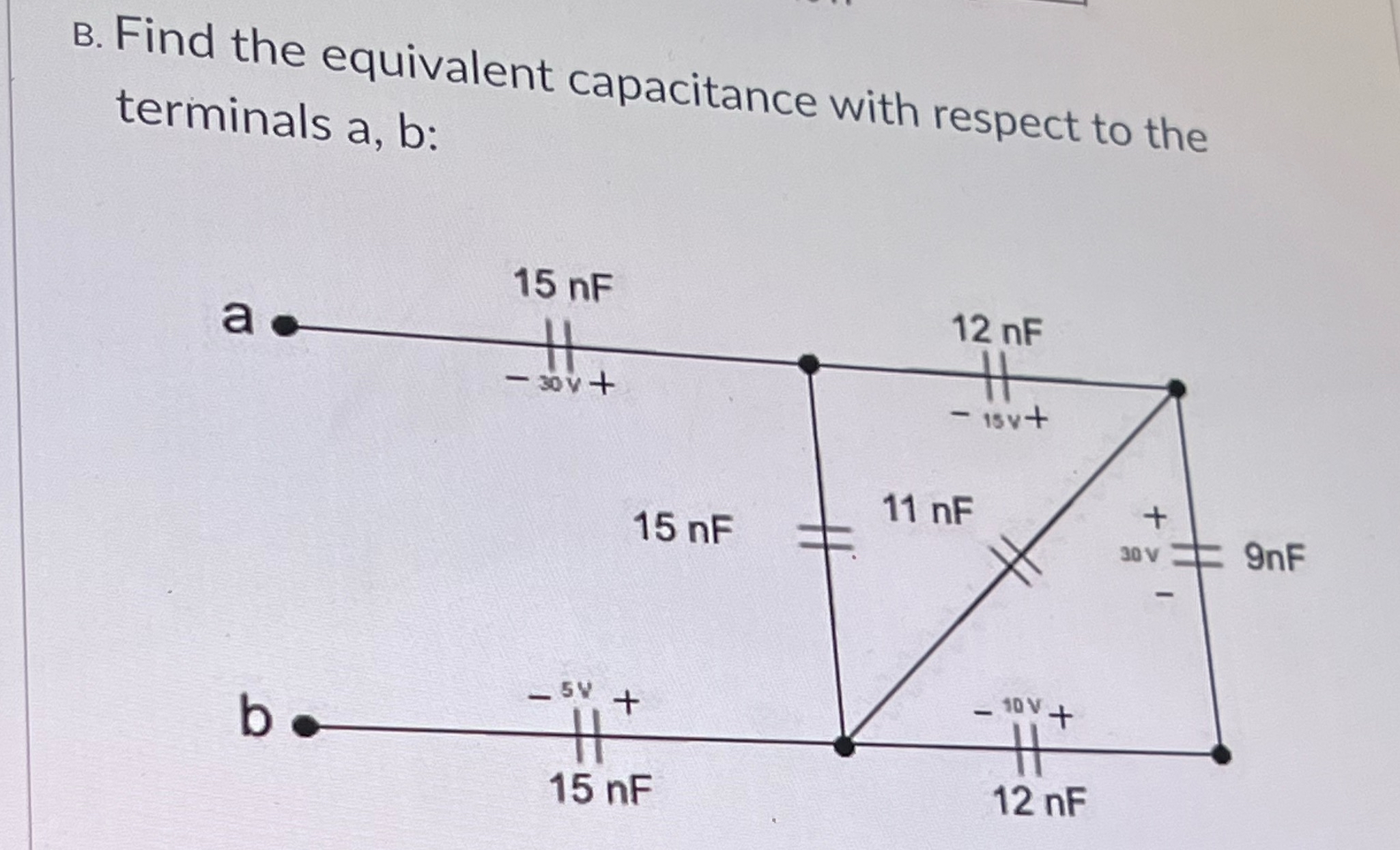 Solved Find the equivalent capacitance with respect to the | Chegg.com