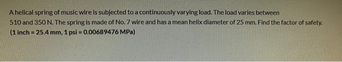 Solved A helical spring of music wire is subjected to a | Chegg.com